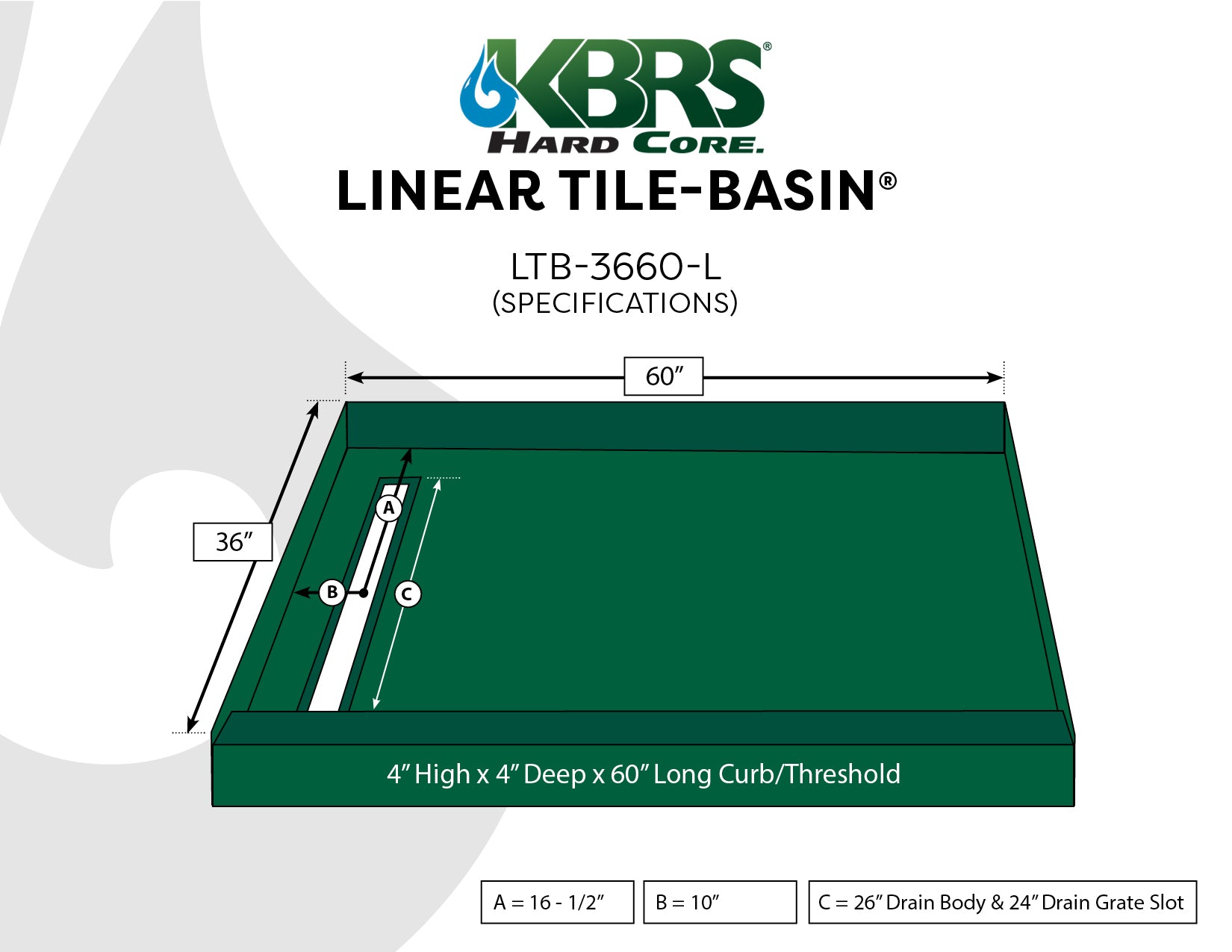 Ready-to-Tile Linear Shower Base 36