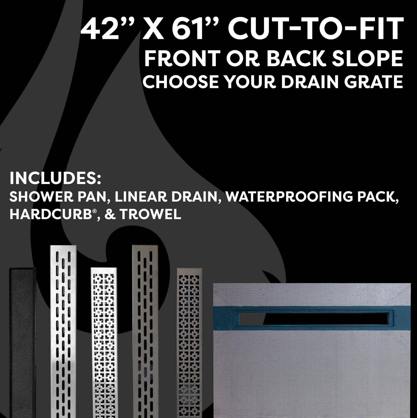 42" x 61" Linear Drain Shower Pan Kit | KBRS Showerbase.com