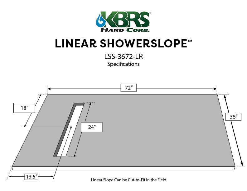 36" x 72" Linear Drain Shower Pan Kit | KBRS Showerbase.com